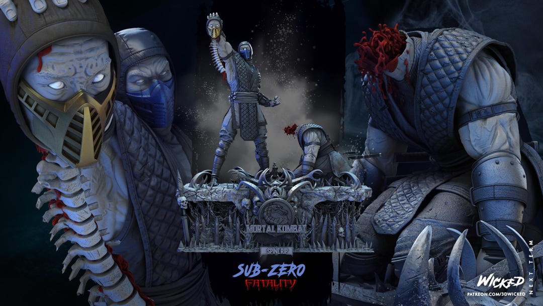 Sub-zero Vs Scorpion Diorama | Spine Rip Fatality Scene | 3D Printed ...