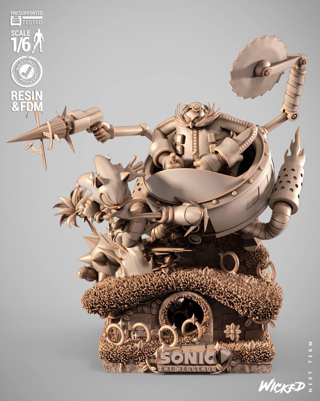 Dr. Eggman Vs Sonic Diorama – 3D Printed Statue | Multiple Scales ...