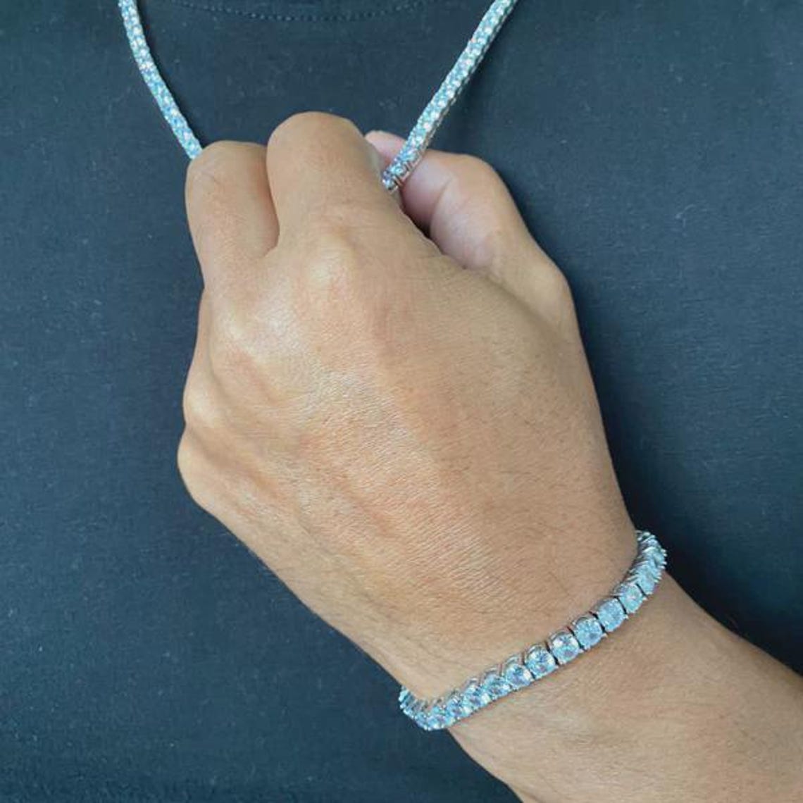 3mm Silver Tennis Chain for Men – Sterling Silver Necklace, Iced Out ...