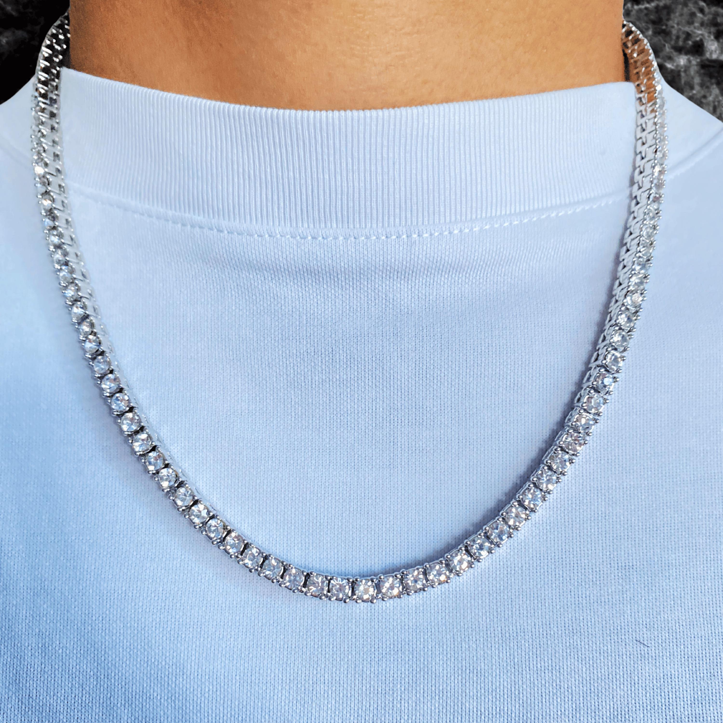 3mm Silver Tennis Chain for Men – Sterling Silver Necklace, Iced Out ...