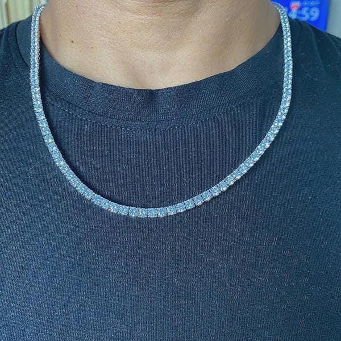 3mm Silver Tennis Chain for Men – Sterling Silver Necklace, Iced Out ...