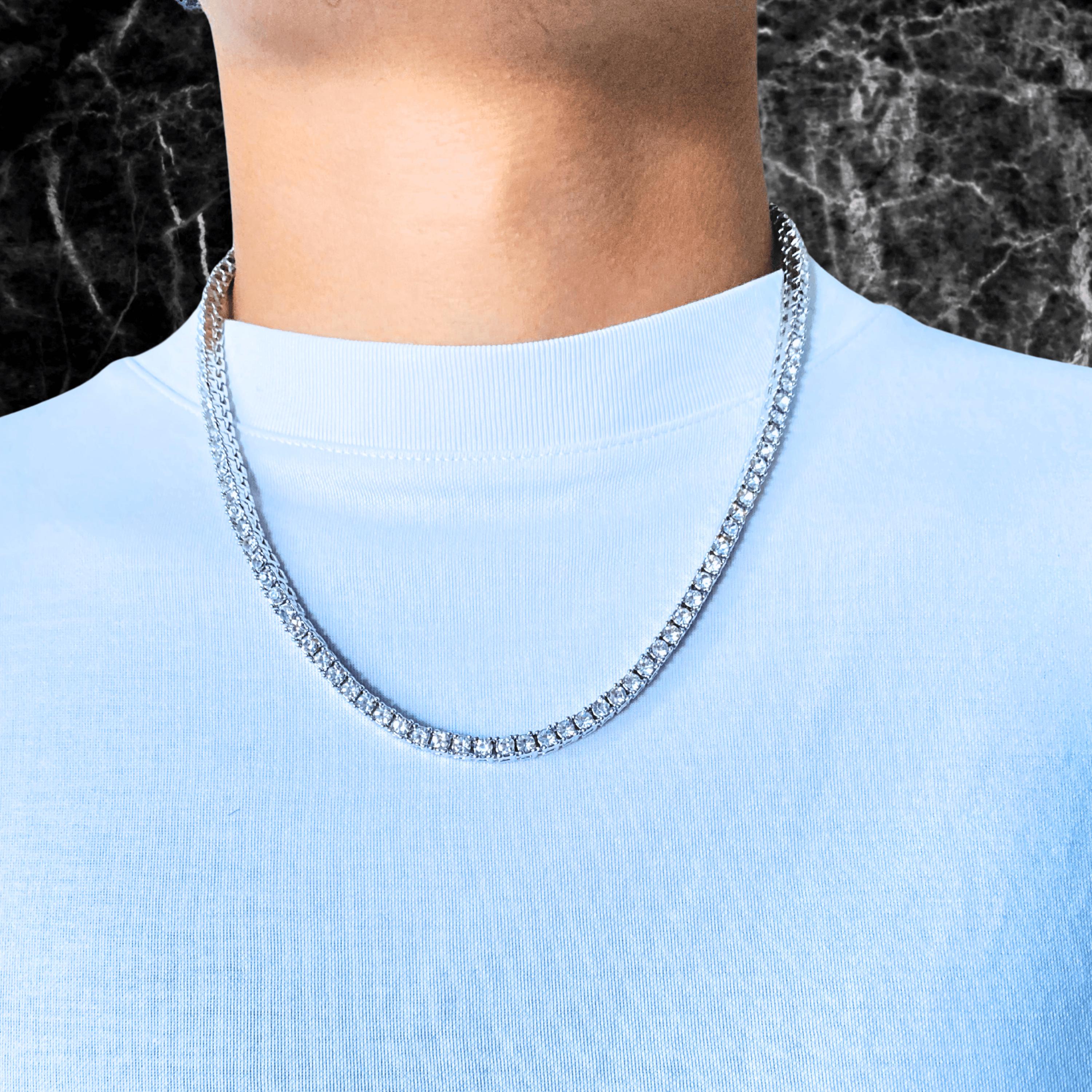 3mm Silver Tennis Chain for Men – Sterling Silver Necklace, Iced Out ...