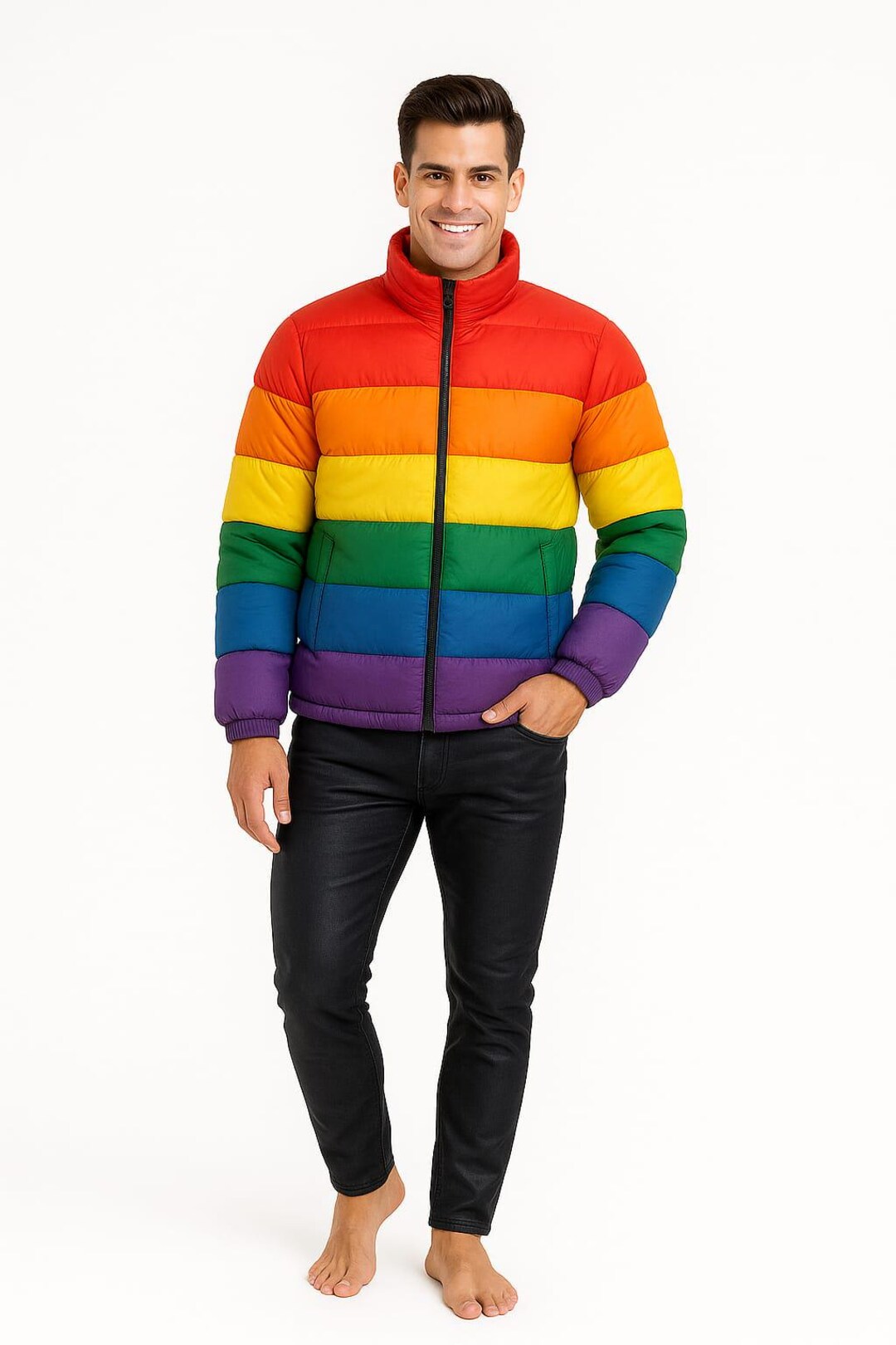 LGBT Rainbow Pride Puffer Jacket – Colorful Quilted Winter Coat ...