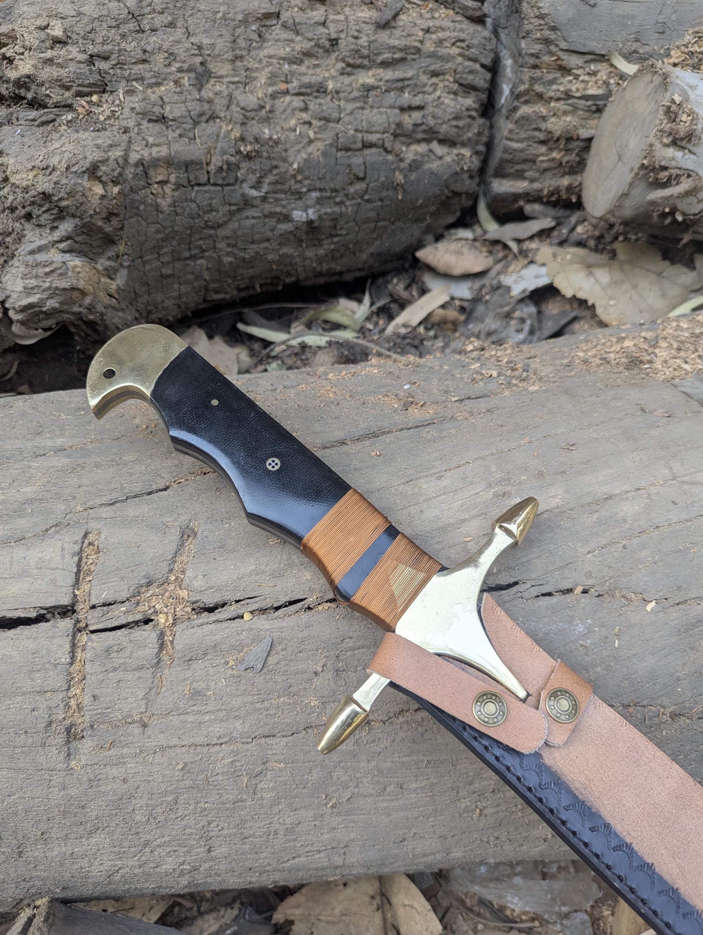 Hand-forged Damascus Sword Scimitar, Curved Blade, Brass Guard - Etsy