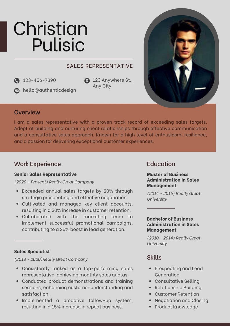 Editable Resume Template for Any Job | Instant Download | A4 & US ...