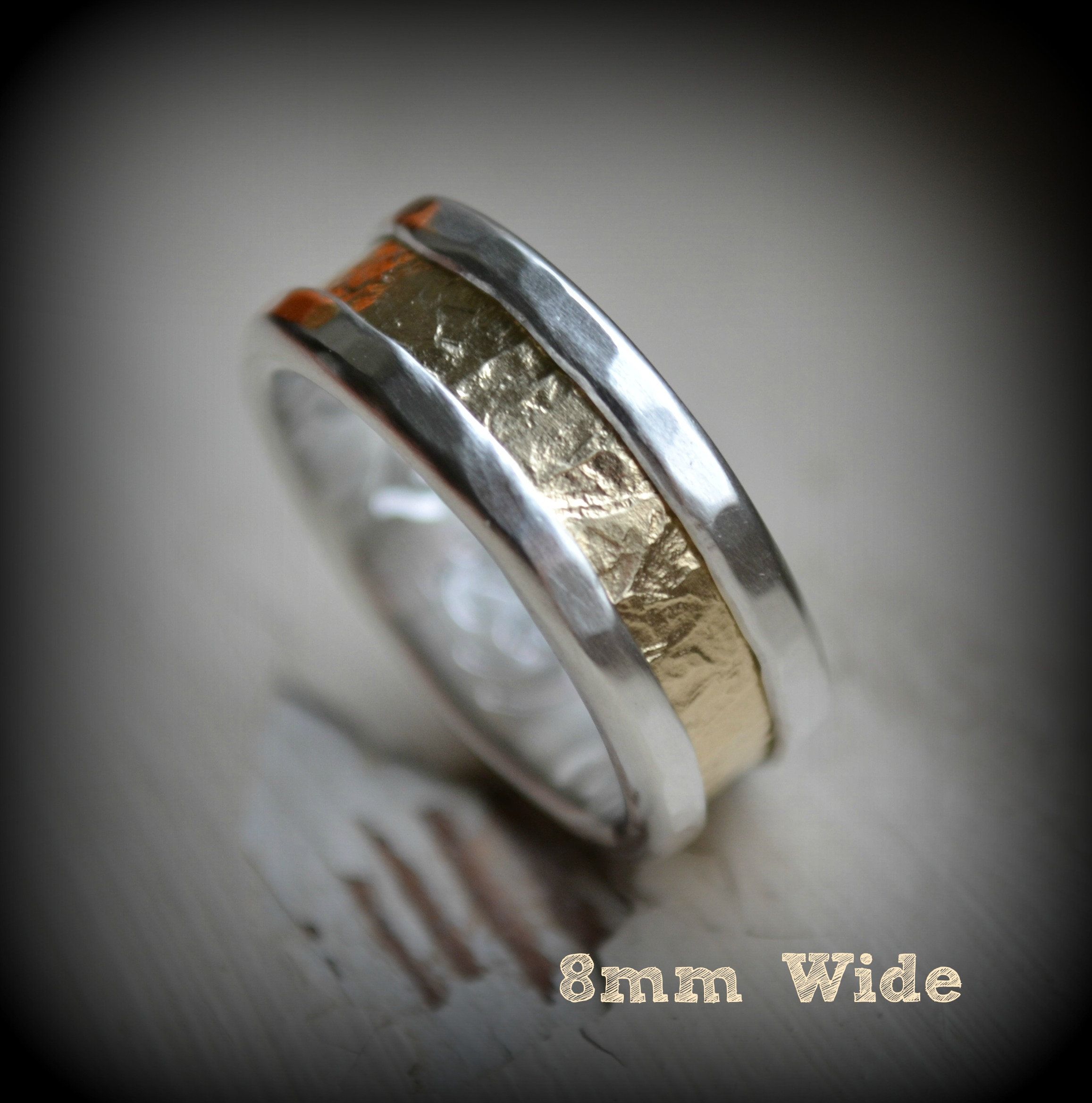 Rustic wedding ring set artisan designed handmade fine | Etsy