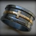 Mens Cross Wedding Band - Rustic Handmade Oxidized Fine Silver ...
