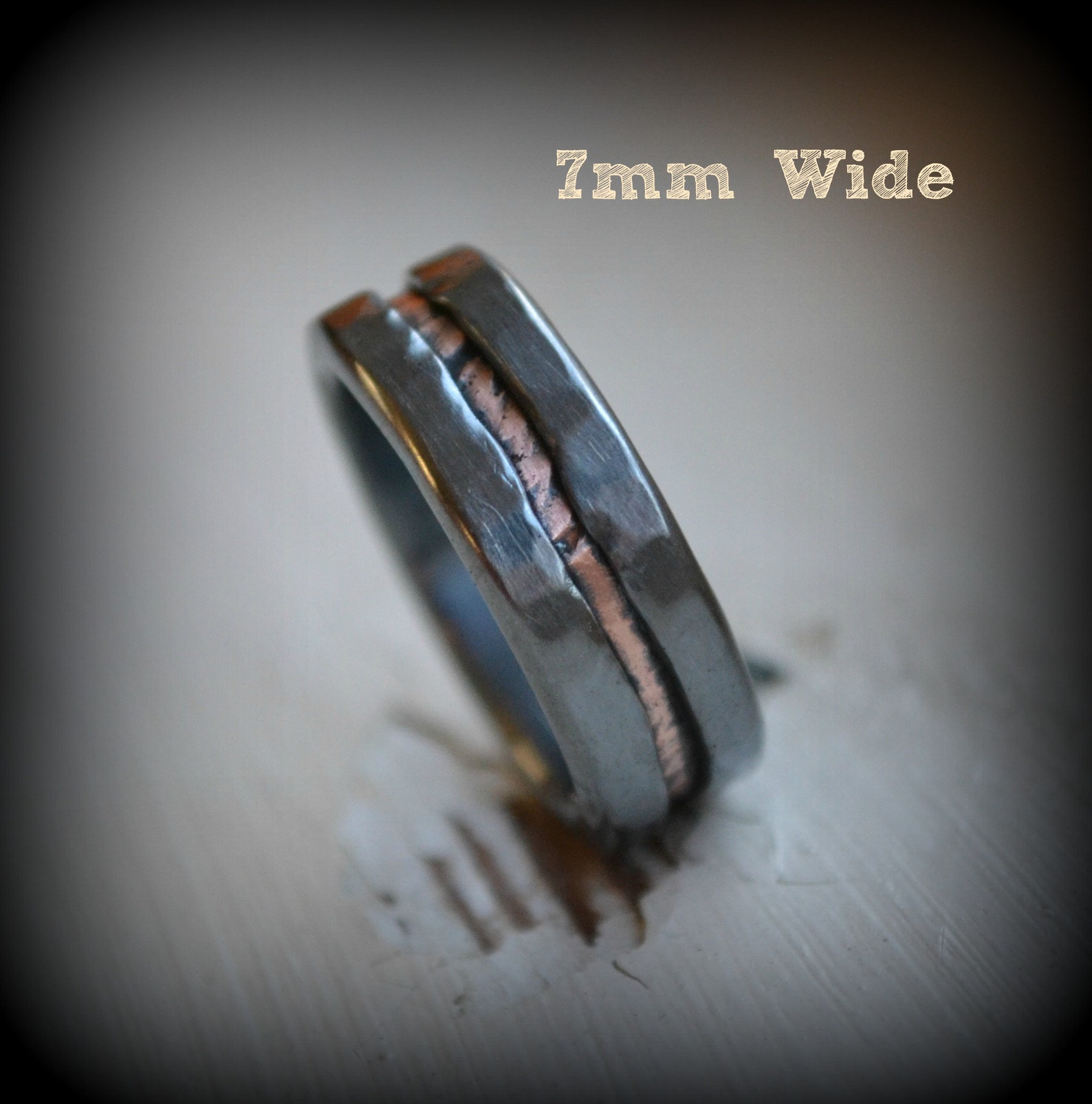 Mens Wedding Band Rustic Fine Silver and Copper or 14K Rose - Etsy