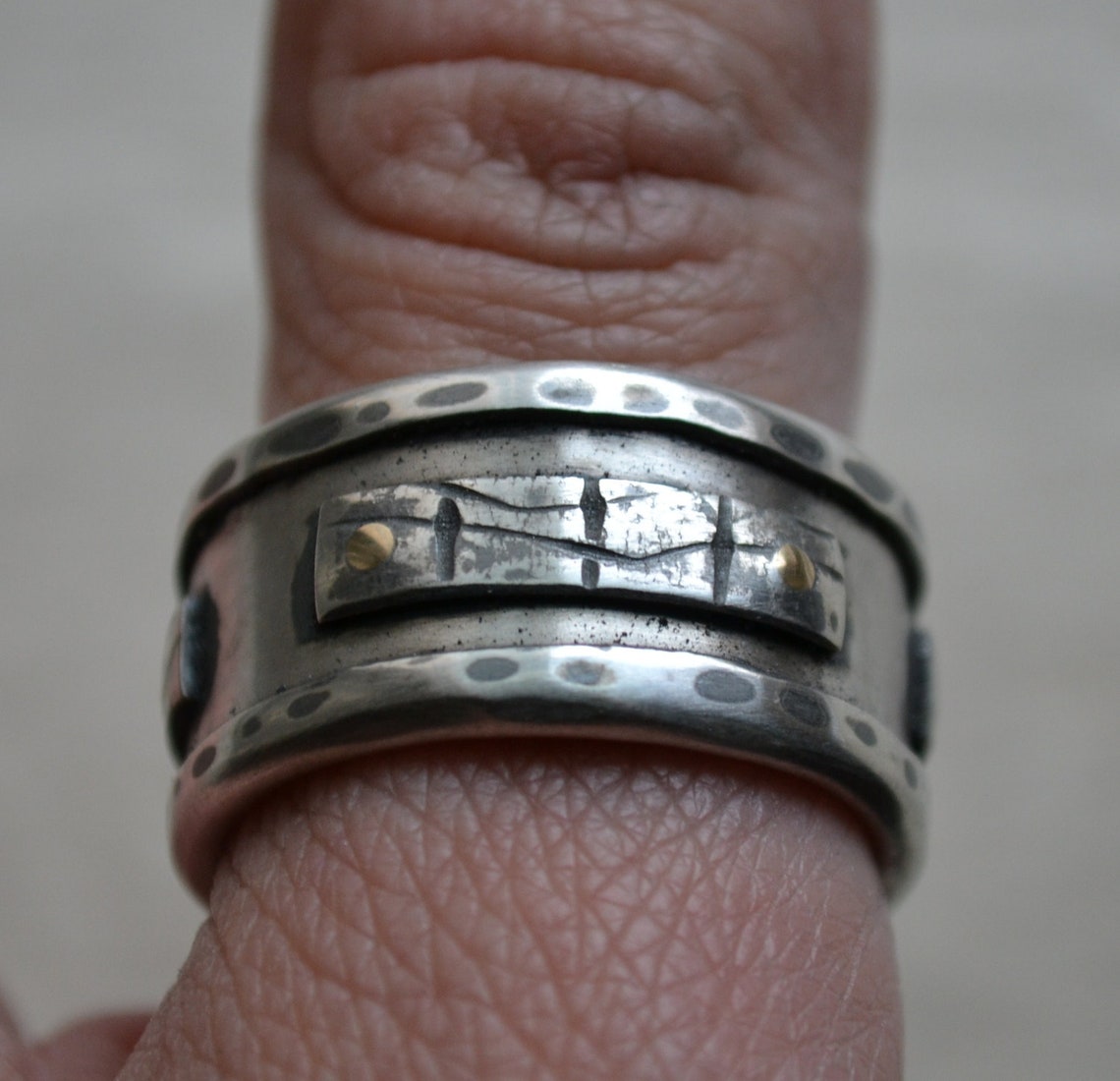 Mens Ring Handmade Artisan Designed Fine Silver and Sterling - Etsy