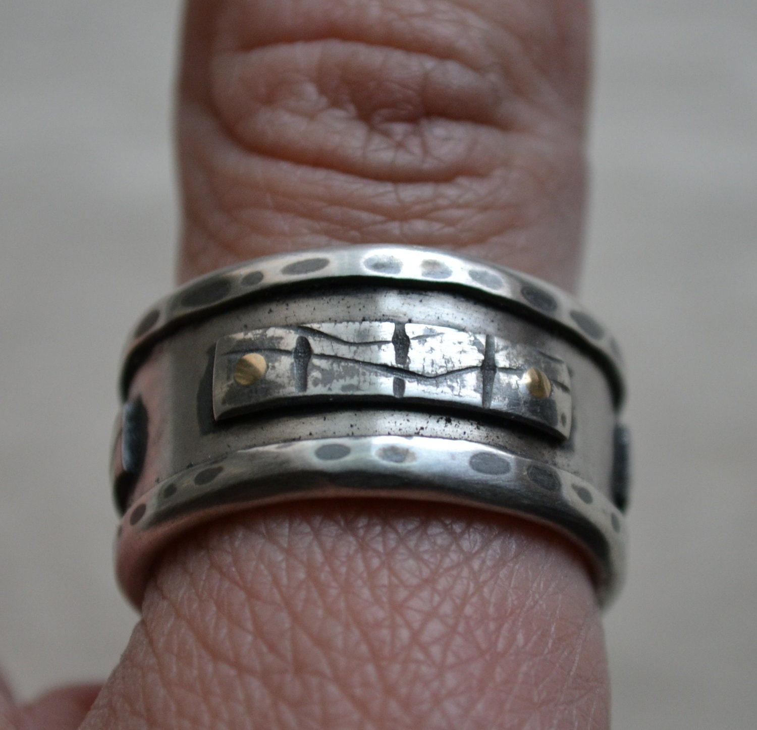 Mens Ring Handmade Artisan Designed Fine Silver and Sterling - Etsy