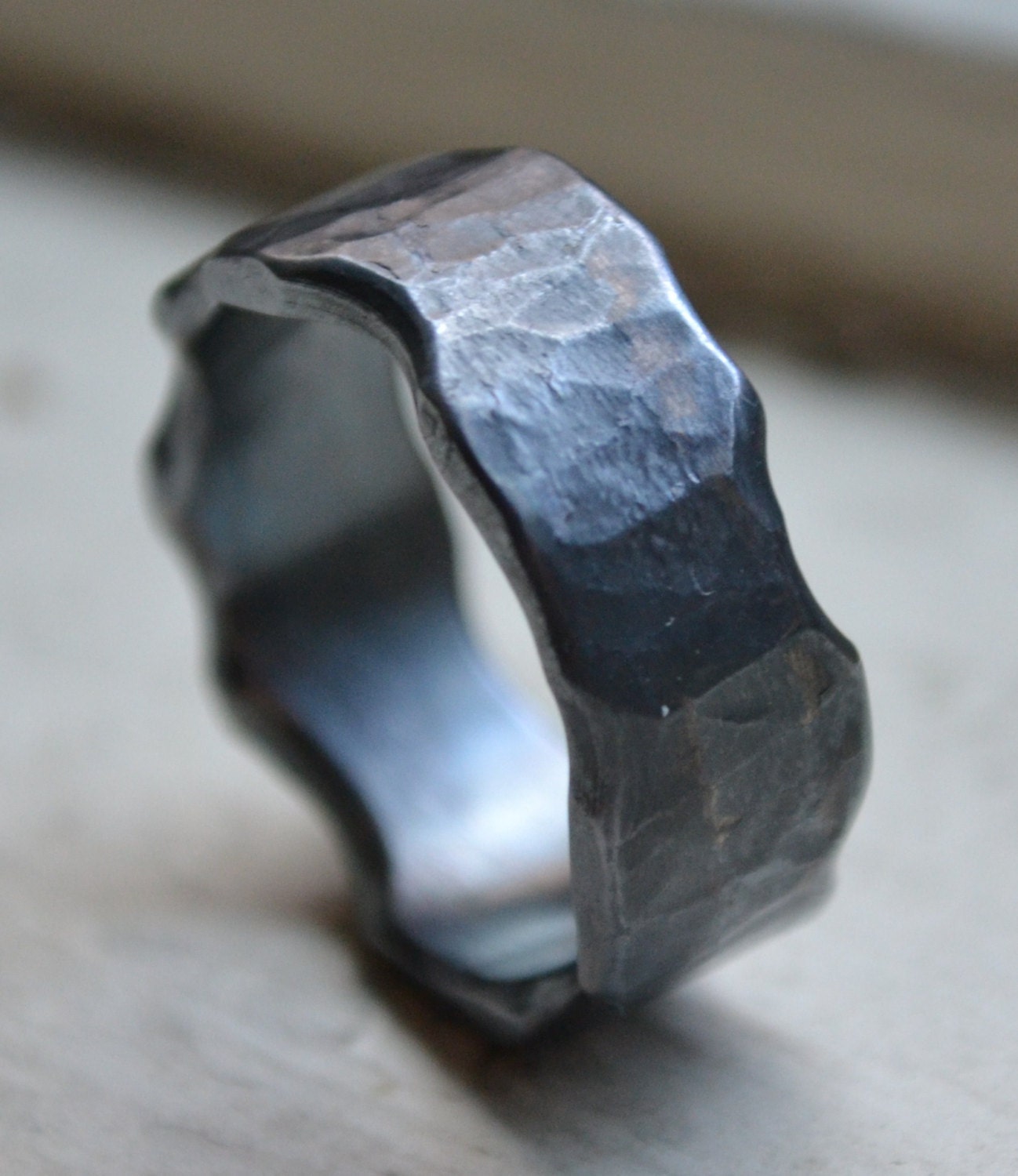 Unisex Silver Ring - Abstract or Irregular Ring - Handmade Hammered ...