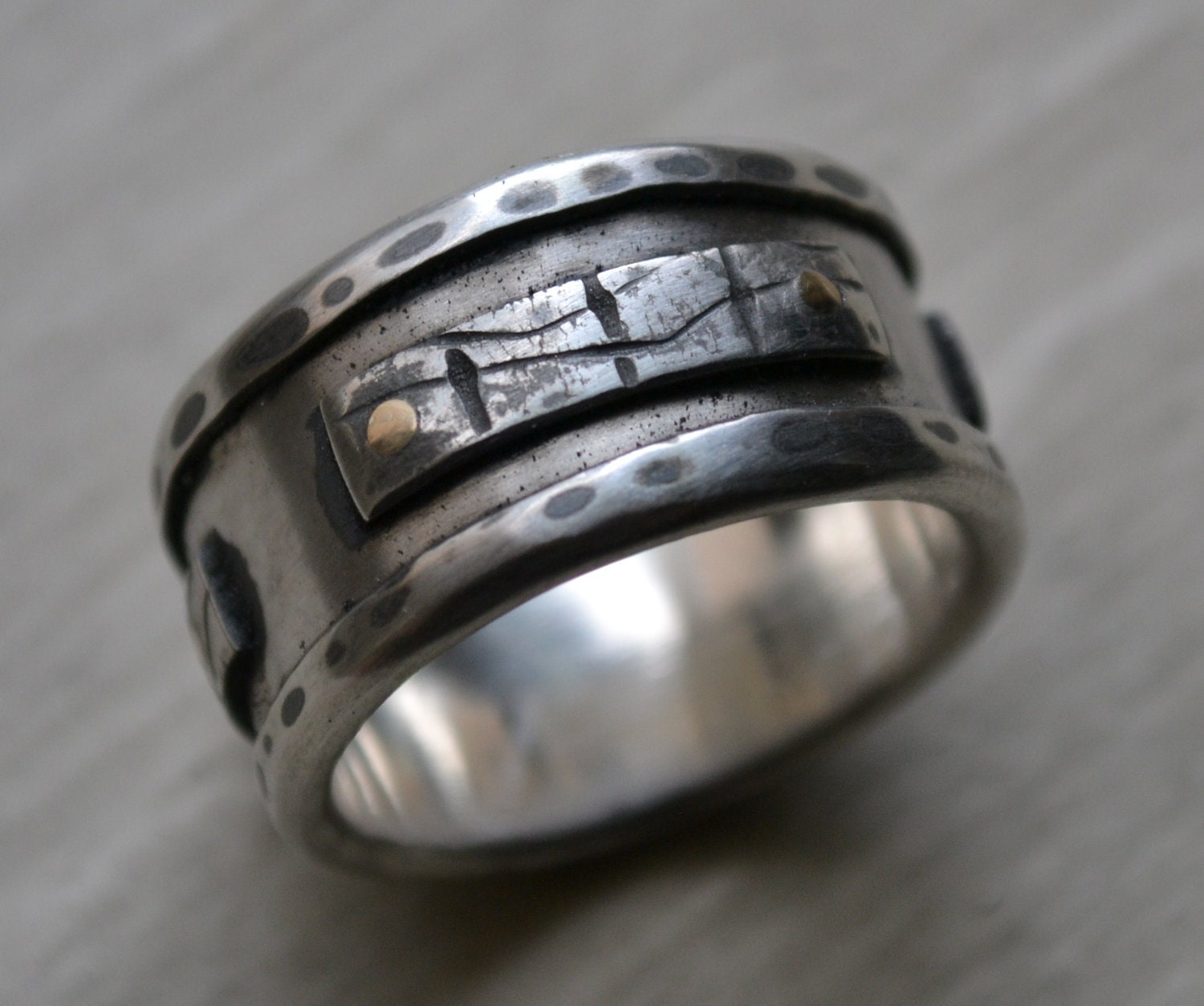 Mens Ring Handmade Artisan Designed Fine Silver and Sterling - Etsy