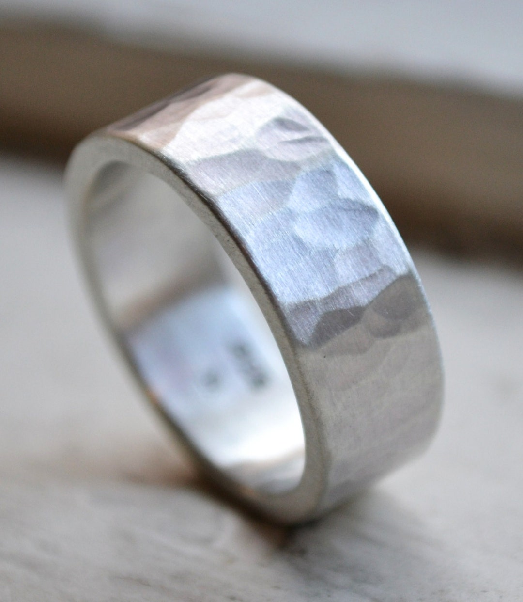 Unisex Silver Ring - Matte Finish - Handmade Hammered Artisan Designed ...