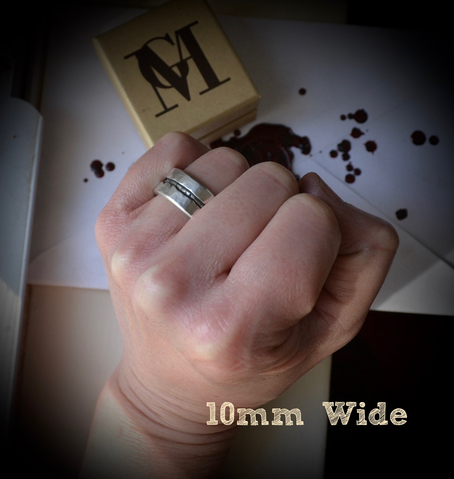 Rustic Wedding Ring - Handmade Artisan Designed Oxidized Unisex Fine ...