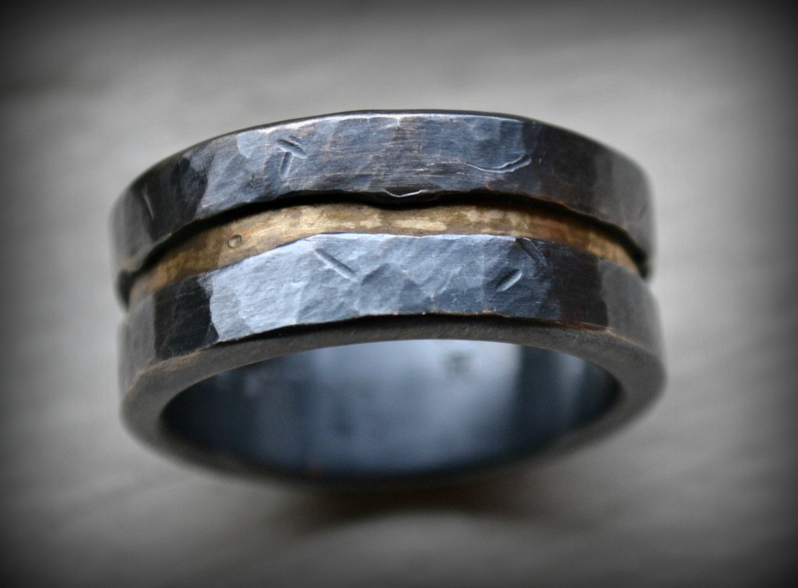 Mens Wedding Band Rustic Fine Silver and Brass Ring Handmade | Etsy