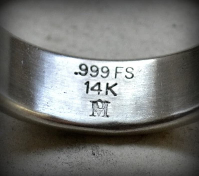 Rustic Wedding Band Fine Silver and 14K Rose Gold Handmade - Etsy