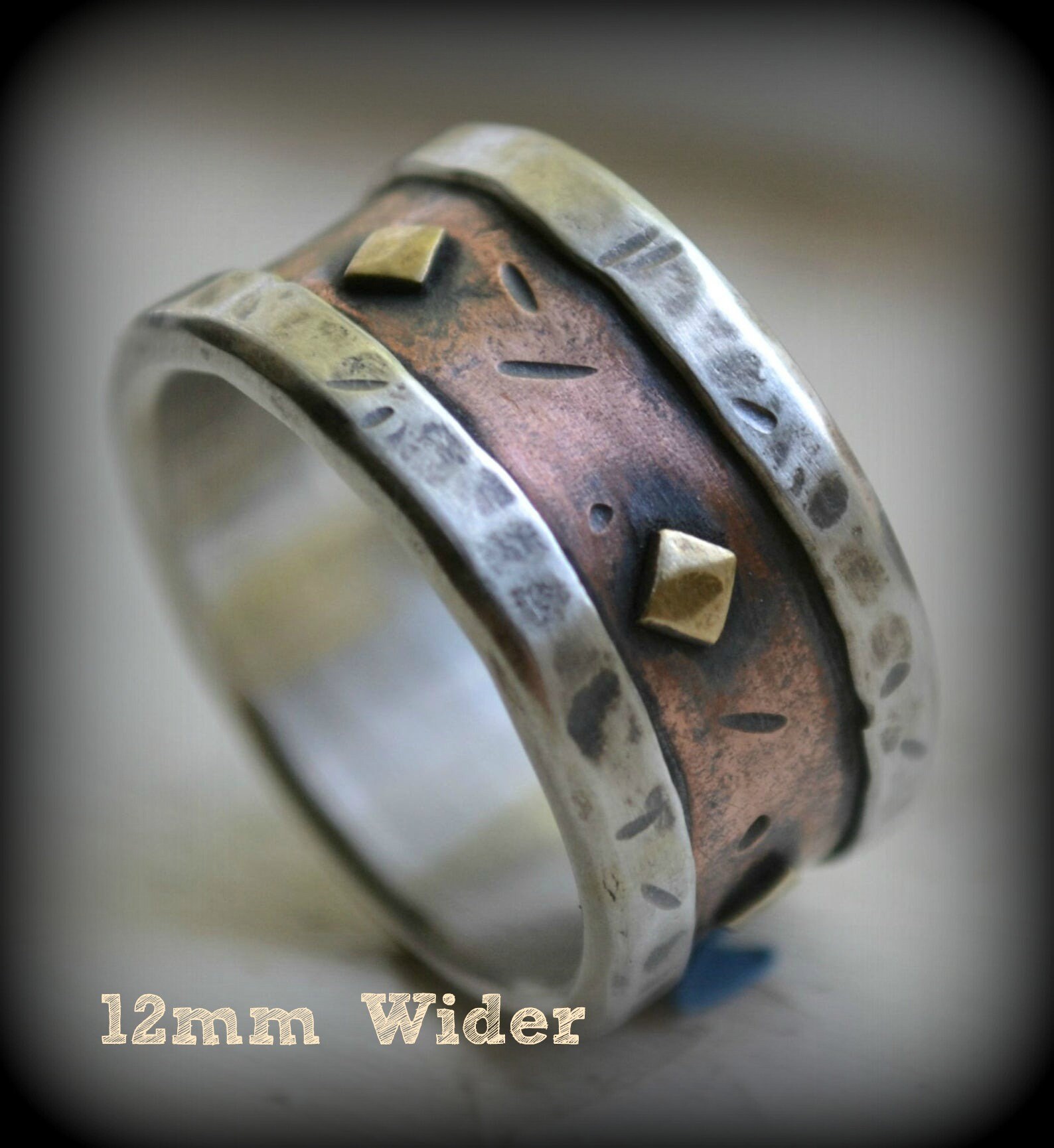 Rustic Wedding Ring Set Fine Silver Copper and Brass | Etsy