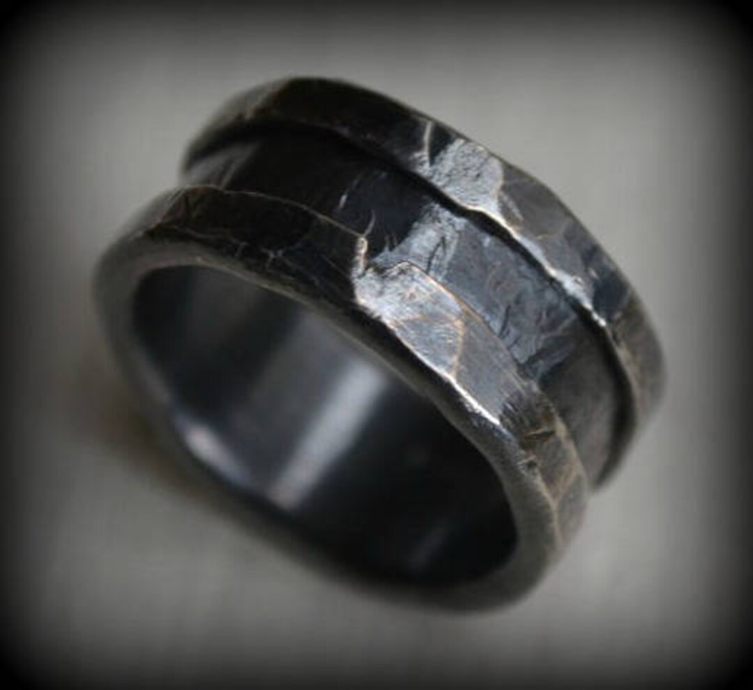 Mens Wedding Band - Rustic Fine and Sterling Silver Ring Handmade ...