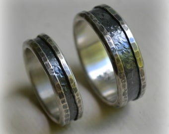 Rustic Wedding Ring Set Artisan Designed Handmade Fine | Etsy