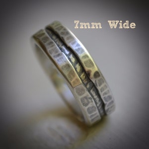 Rustic Silver Wedding Rings - Handmade Artisan Designed Oxidized Unisex ...