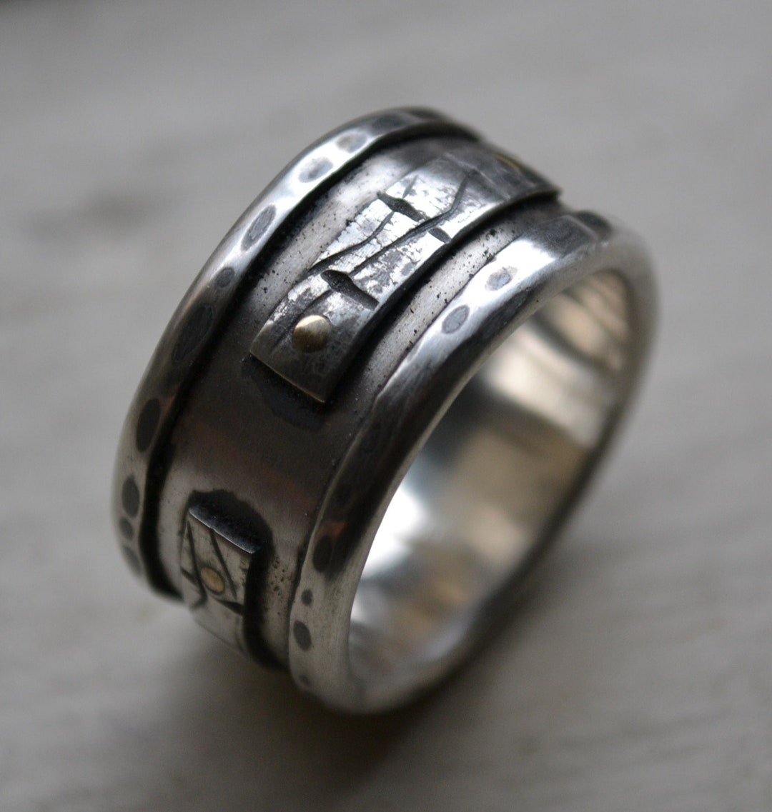 Mens Ring - Handmade Artisan Designed Fine Silver and Sterling Silver ...