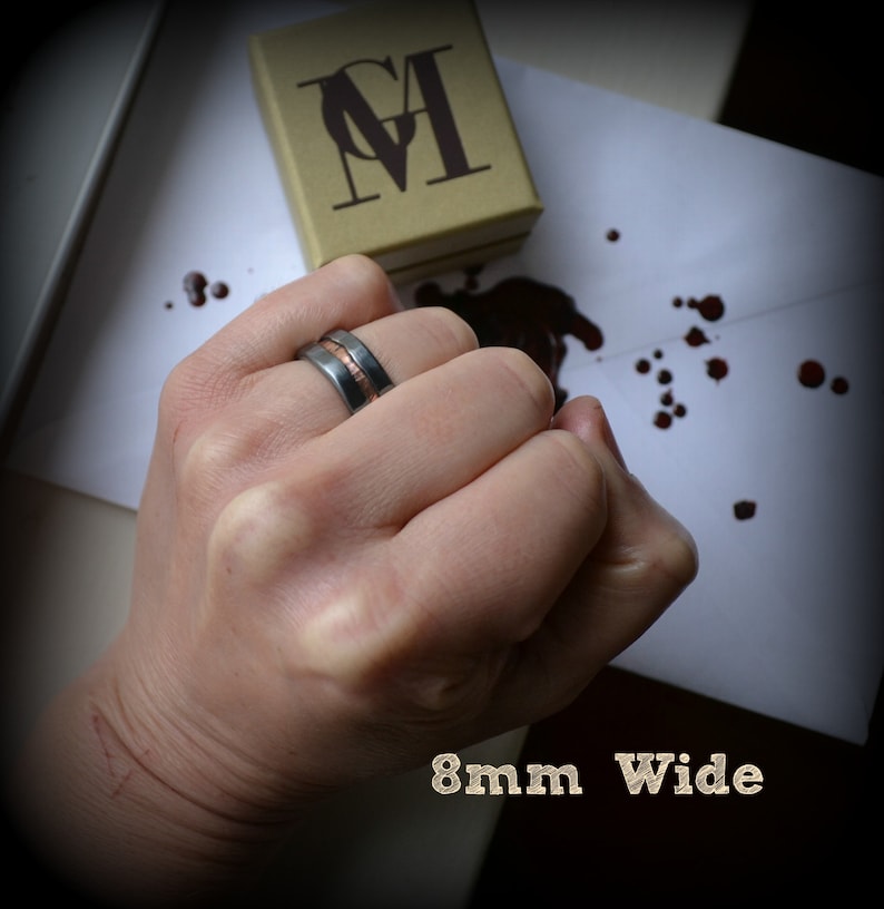 Mens Wedding Band Rustic Fine Silver and Copper or 14K Rose - Etsy