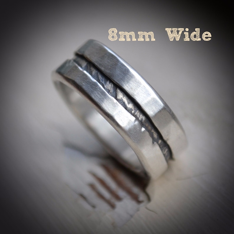 Rustic Wedding Ring - Handmade Artisan Designed Oxidized Unisex Fine ...