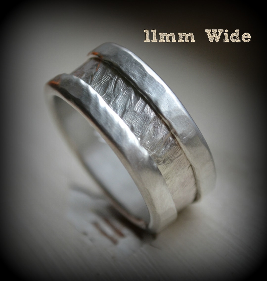 Men's Ring - Fine Silver and Sterling Silver Ring - Handmade Hammered ...