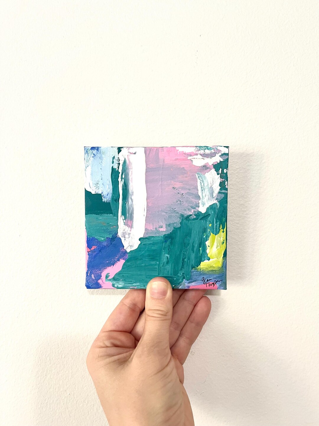 Colorful Abstract Original Painting on Canvas, Mini Painting With ...