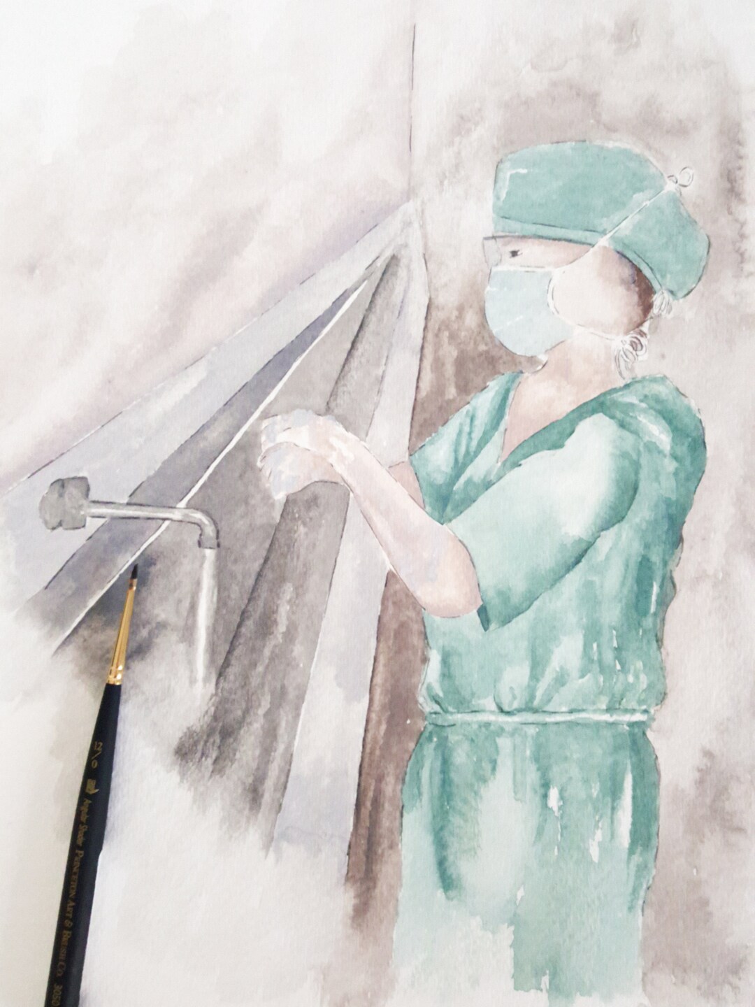 Surgical Scrub Original Watercolor Painting, Medical Art, Decor, Doctor ...