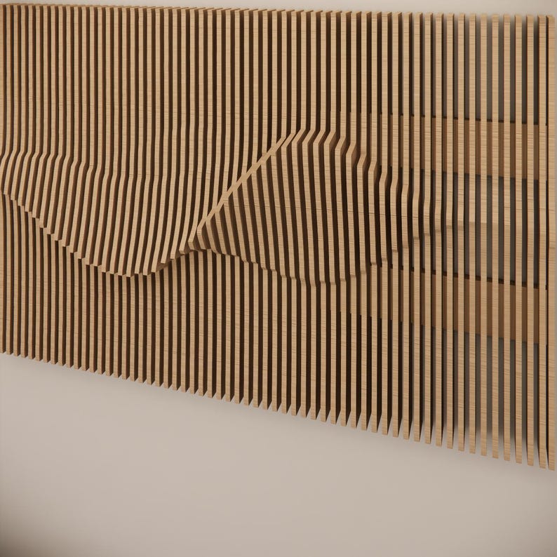 Parametric Ripple Wall Art Panel | 3D Wooden Wall Decor | Modern CNC ...