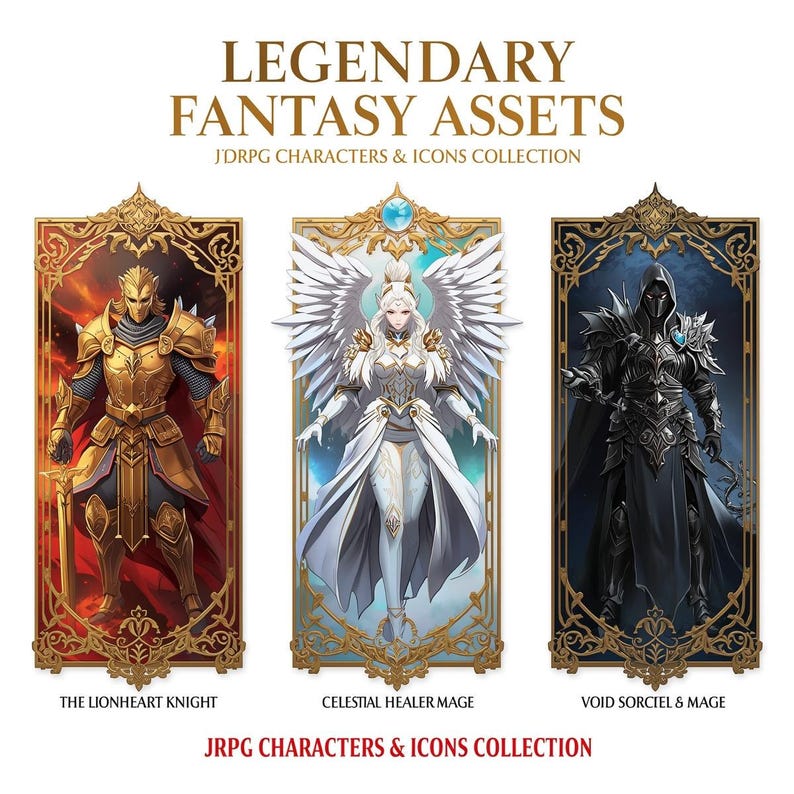 JRPG Akihiko Yoshida Style Character Clipart Bundle (PNG Digital Assets ...