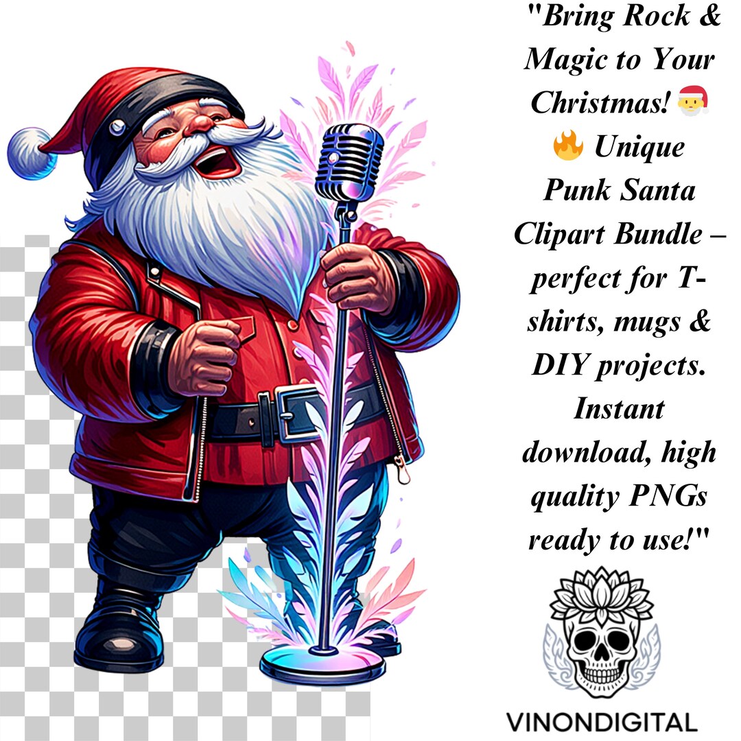 Punk Rock Santa Clipart Bundle: Graffiti, Wings (PNG Files) - Etsy