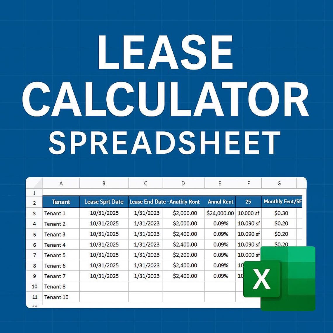 Commercial Lease Calculator Spreadsheet | Excel Tool for Brokers ...