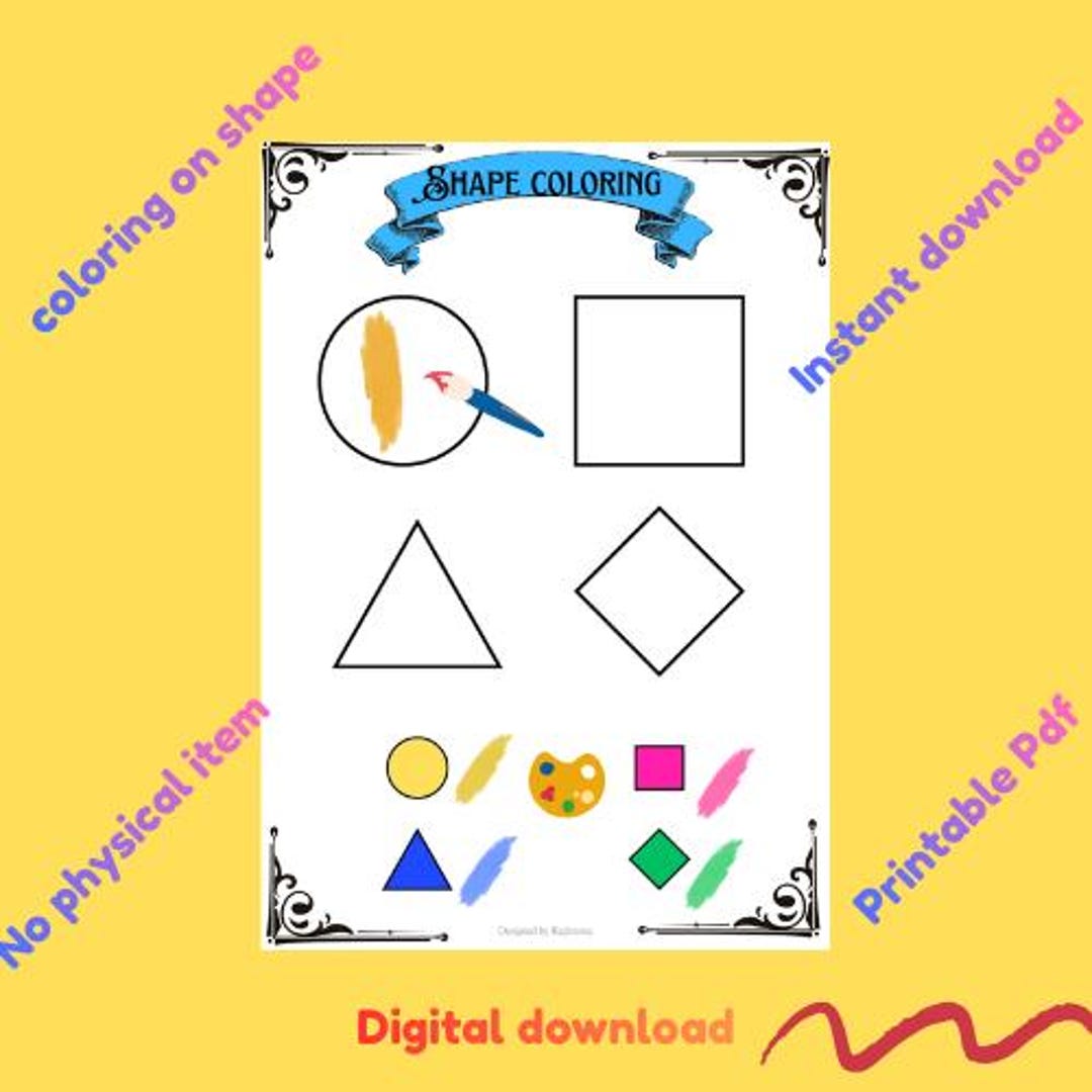 Shape Coloring Book for Kids | Preschool Learning (digital Download) - Etsy