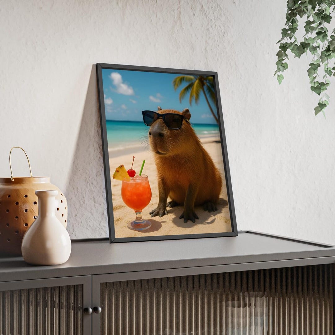 Capybara Beach Vacation Wall Art Set – Funny Tropical Animal Prints ...