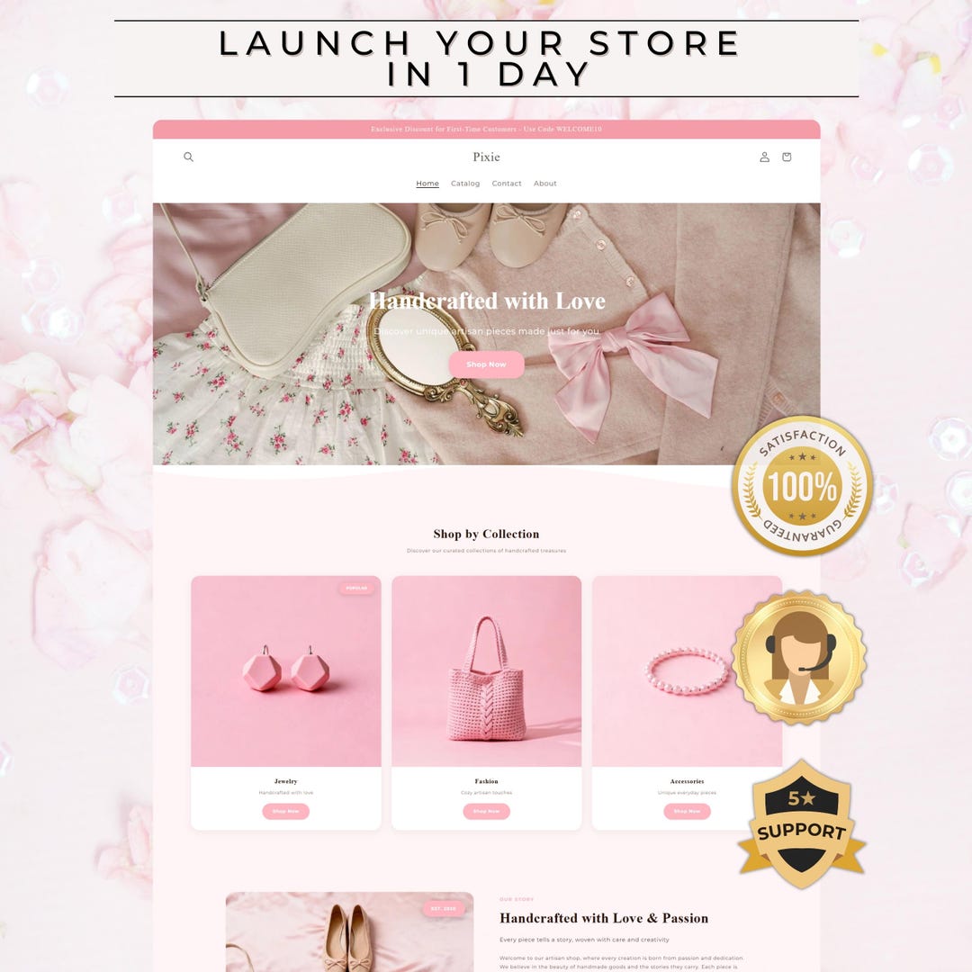 Tema feminino do Shopify para lojas de produtos artesanais – Modelo de ...
