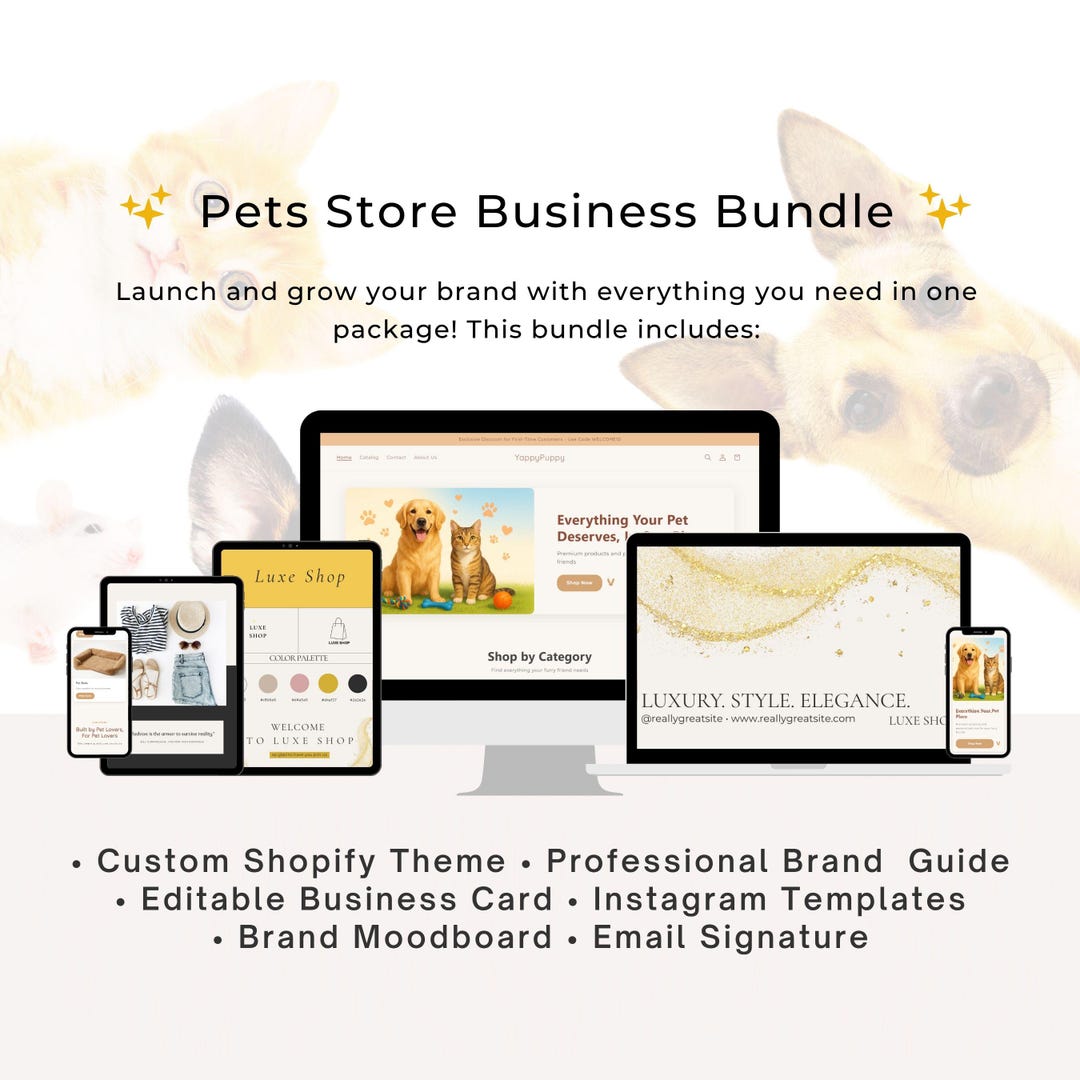 Pet Store Business Bundle | Shopify Theme for Pet Shop | Pet Brand Kit ...