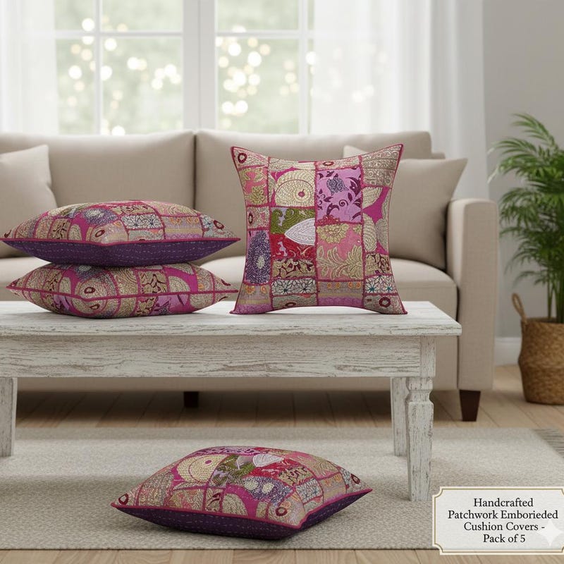 Indian Patchwork Cushion Cover - Etsy