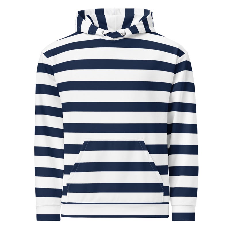 Navy White Striped Hoodie - Etsy