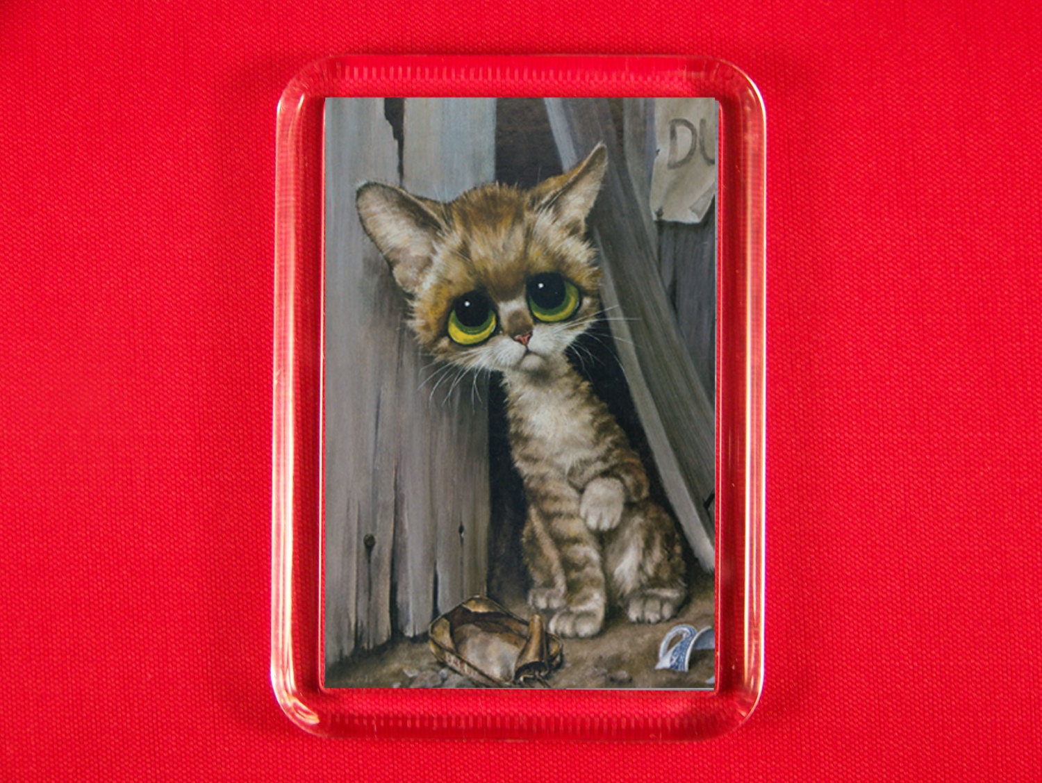 Fridge Magnets Set of 4 Adorable Gig Keane Big Sad Eye Pity Kitty Alley ...