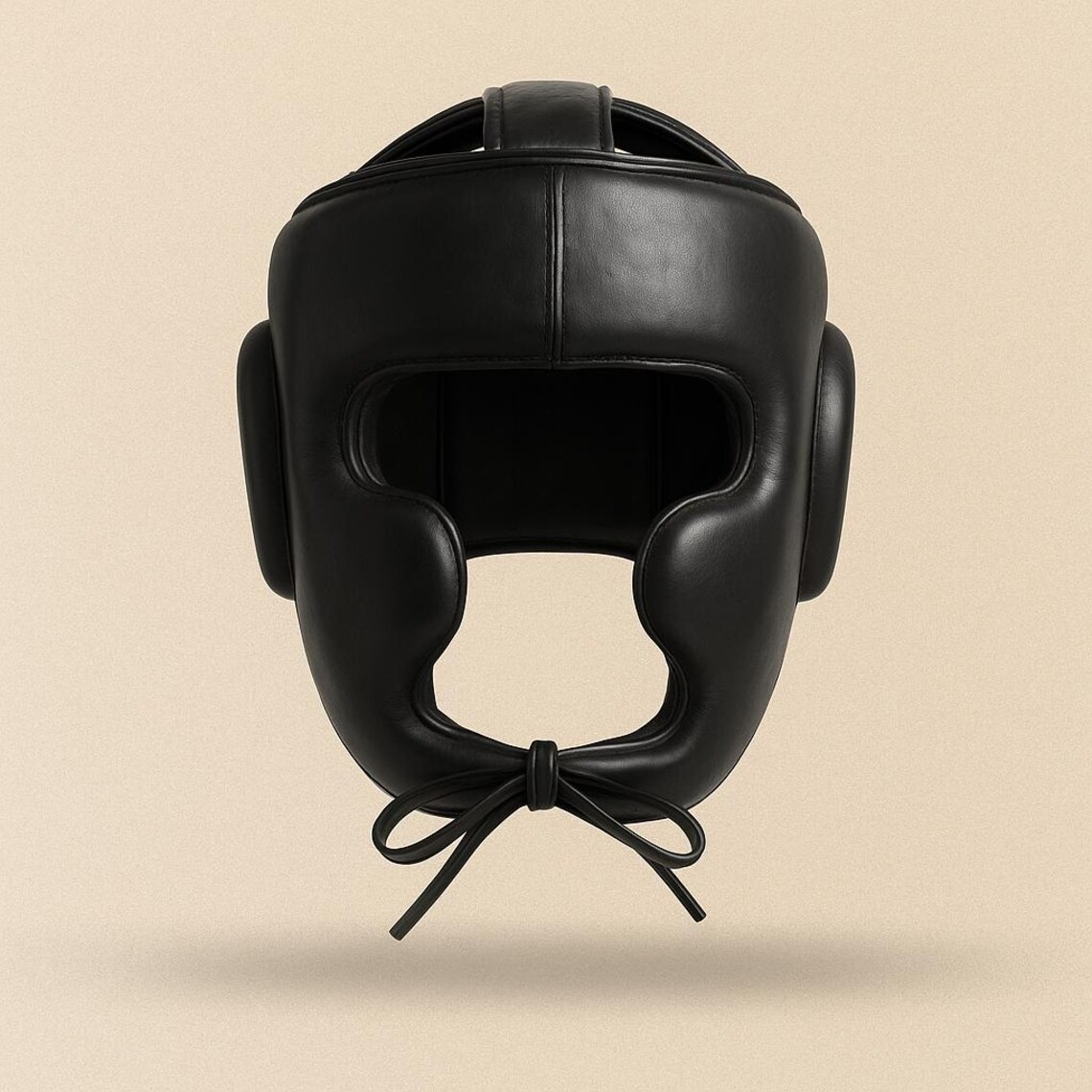 Premium Black Leather Boxing Helmet - Headgear for Training, Sparring ...