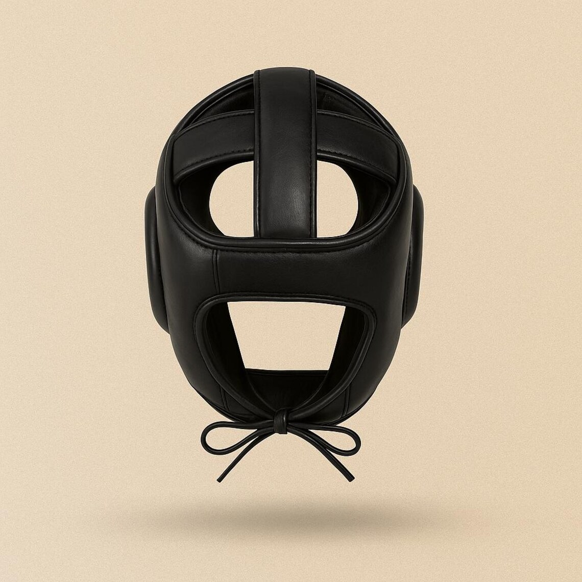 Premium Black Leather Boxing Helmet - Headgear for Training, Sparring ...