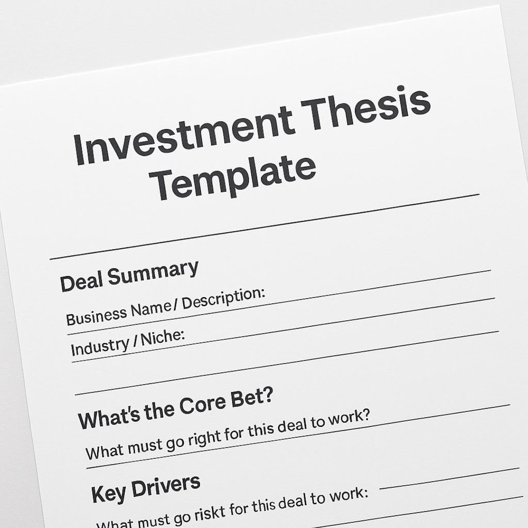 Investment Thesis Template for Acquisitions | Multi-page Deal Summary ...