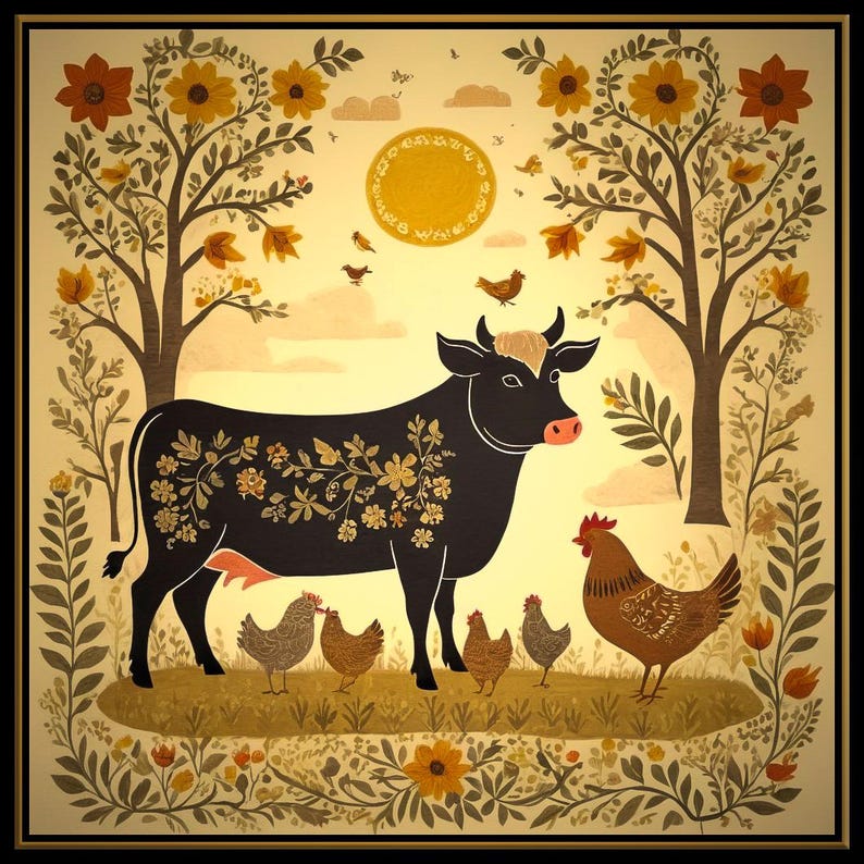 Farm Animal Folk Art Cows - Etsy