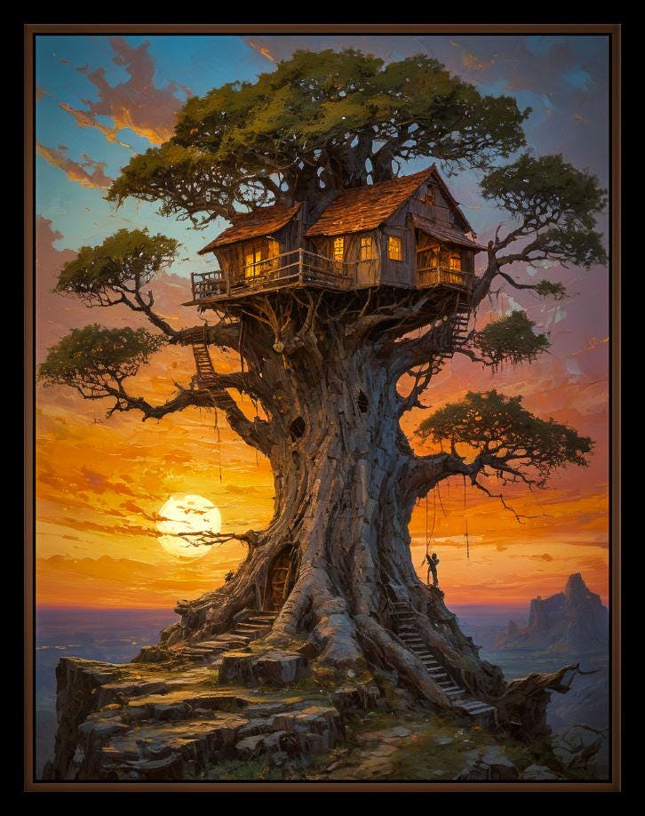 Fantasy Treehouses at Sunset - Etsy