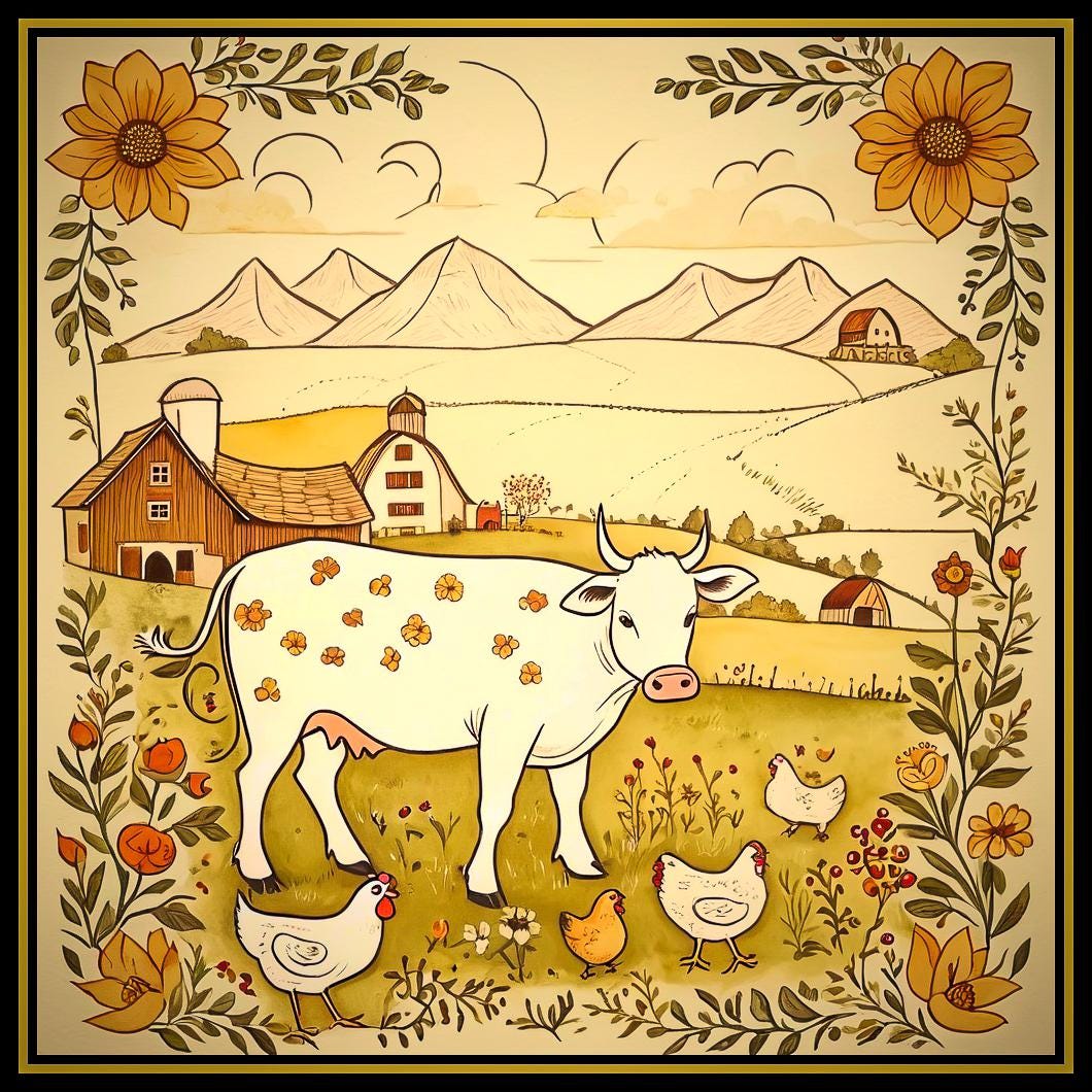 Farm Animal Folk Art Cows - Etsy