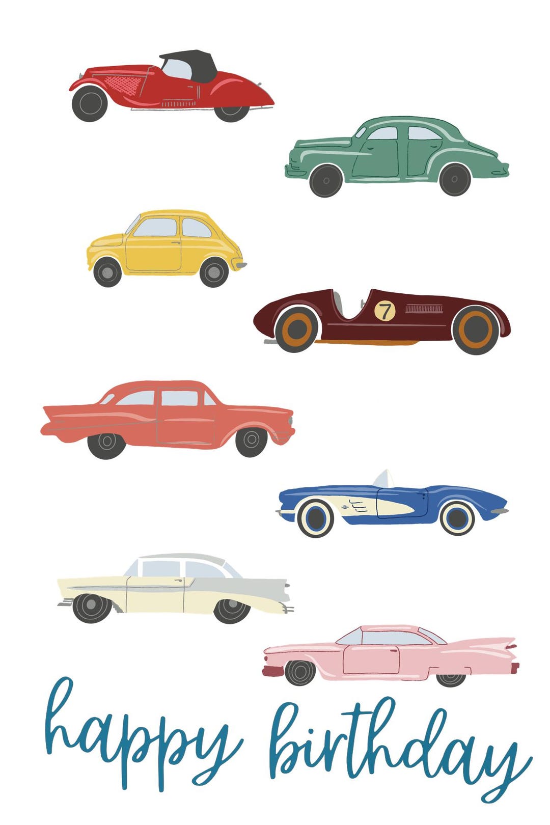 Vintage Cars Birthday Card | Digital Birthday Card | Classic Cars ...