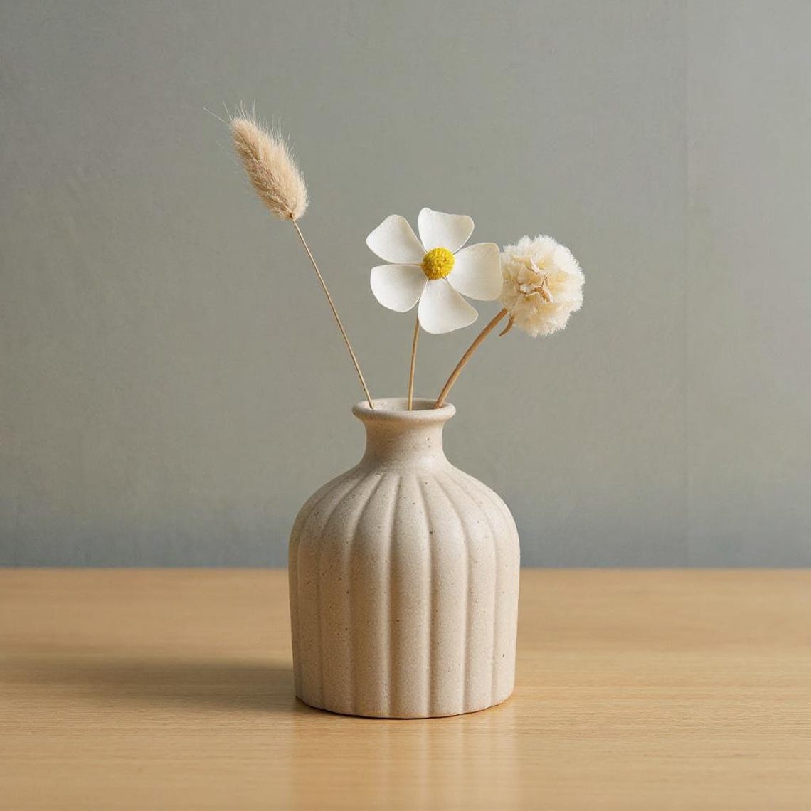 Nordic Ceramic Vase | Minimalist White Beige Dry Flower Vase ...