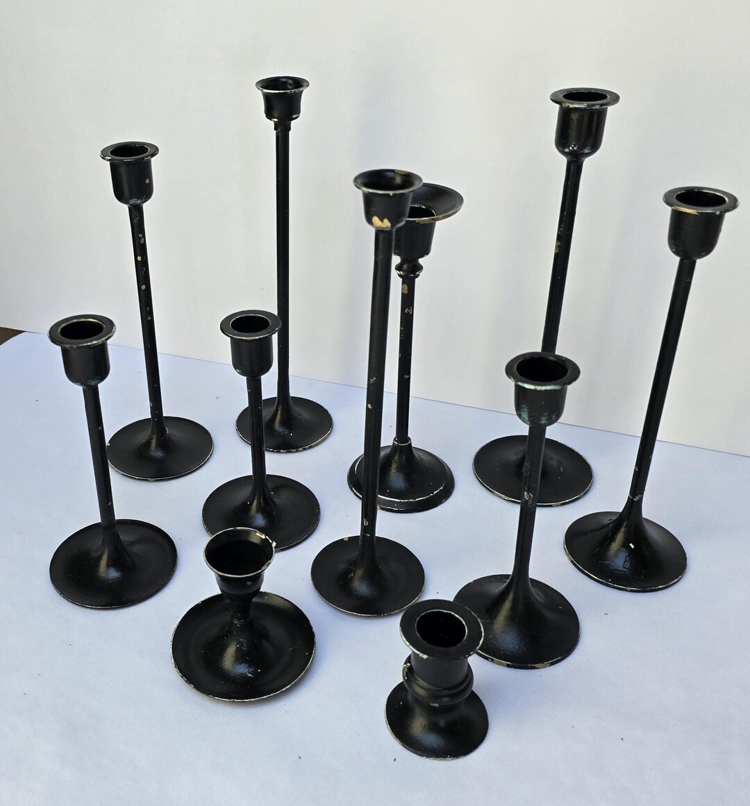 Gothic Candlesticks Painted Black and Distressed Lot of 11 Fall ...